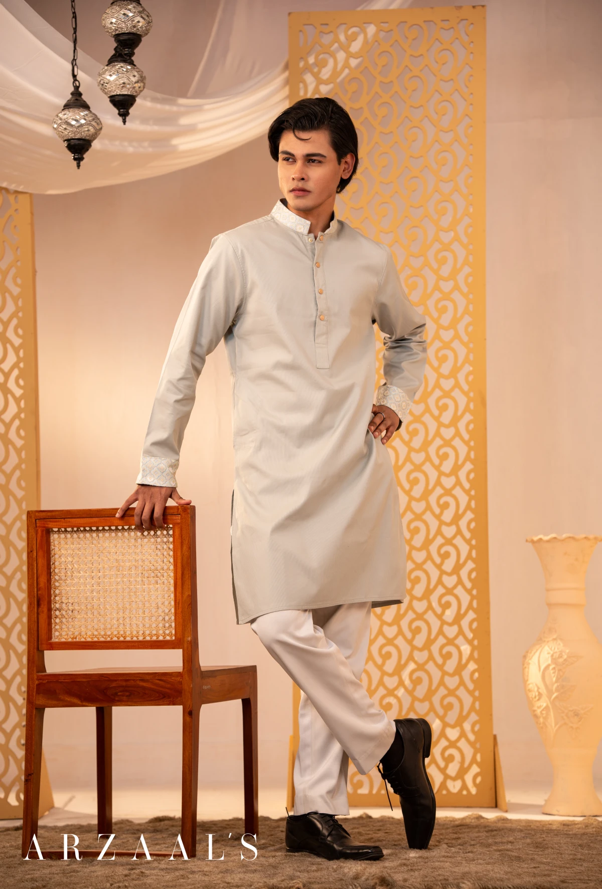 ARZAALS SATTLE LEMON GOLD CONTRUST PANJABI || Arzaals