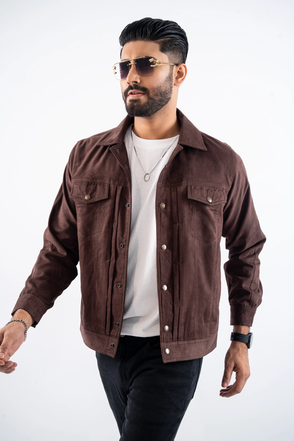 Coffee brown Suede Jacket ST20