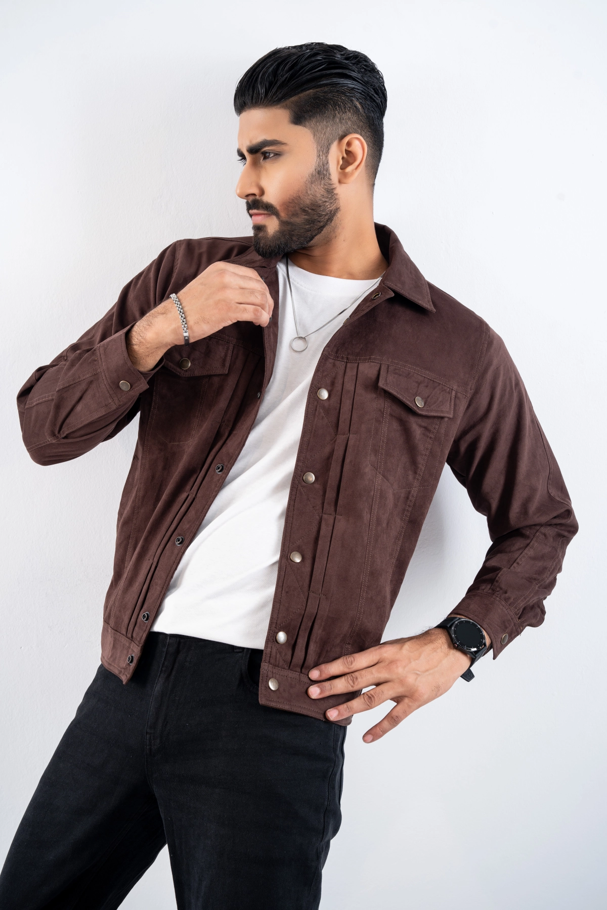 Coffee brown Suede Jacket ST20